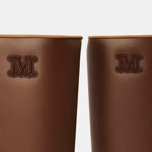 Max Mara Monogram Embossed Knee-high Leather Boots
