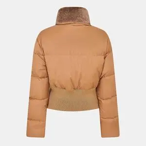 Fendi Quilted Cropped Puffer Jacket With Shearling Collar