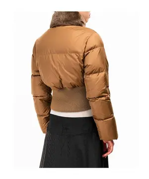 Fendi Quilted Cropped Puffer Jacket With Shearling Collar