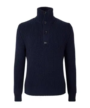 TOM FORD High-neck Henley Knit Sweater