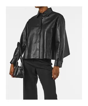 Alexander McQueen Solid Color Leather Minimalist Shirt