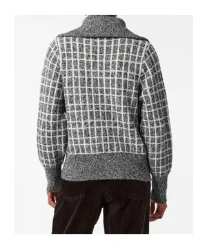 Varley Half-zip Knit Sweater With Grid Pattern - Gray