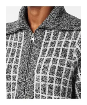 Varley Half-zip Knit Sweater With Grid Pattern - Gray