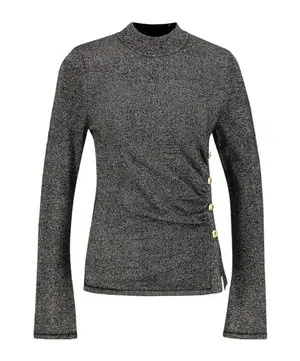 Barbour Long Sleeve Knitwear With High Collar And Side Slits - Black