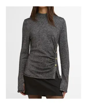 Barbour Long Sleeve Knitwear With High Collar And Side Slits