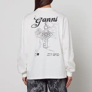GANNI Solid Color Minimalist Long Sleeve T-shirt