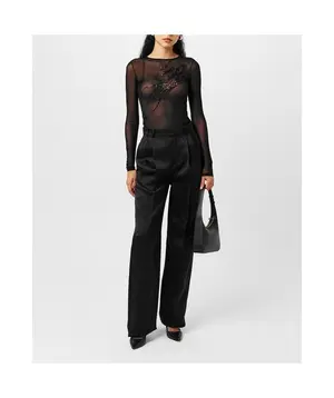 JEAN PAUL GAULTIER Crew Neck Long Sleeve Sheer Blouse