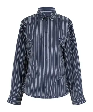 Balenciaga Striped Solid Color Shirt - Blue