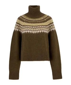 Barbour Lorrie Fair Isle Roll-neck Jumper - Green