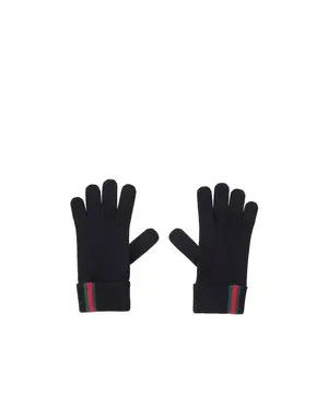 Gucci Knit Gloves With Signature Stripe Detail