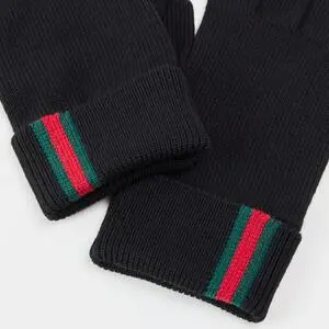 Gucci Knit Gloves With Signature Stripe Detail