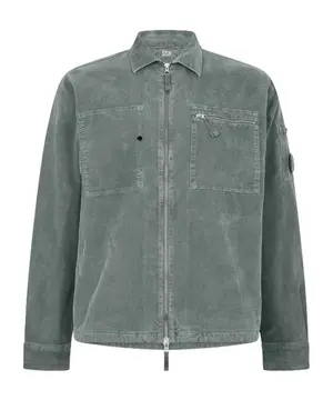 C.P. COMPANY Corduroy Long Sleeve Zip Overshirt - Gray