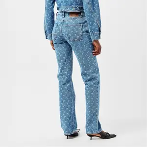 MARINE SERRE Moon Print Denim Pants