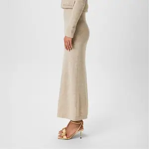 AYA MUSE Knitted Maxi Skirt With Pleated Hem