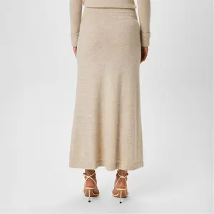 AYA MUSE Knitted Maxi Skirt With Pleated Hem