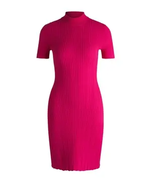 Hugo Boss Ribbed Knit Midi Dress - Red