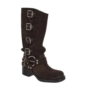 Miu Miu Logo-engraved Buckle Detail Block Heel Boots