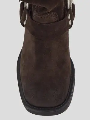 Miu Miu Logo-engraved Buckle Detail Block Heel Boots