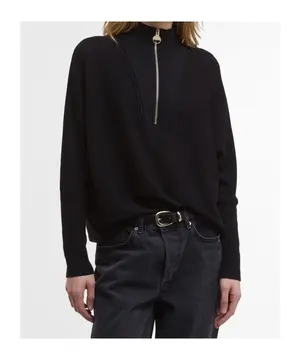 Barbour Lola Knit Jumper With Quarter Zip - Black