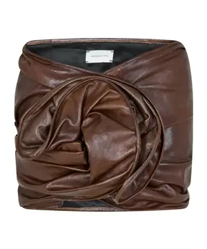 Magda Butrym Leather Wrap Midi Skirt
