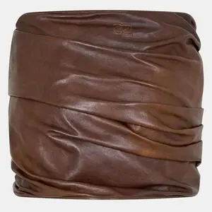 Magda Butrym Leather Wrap Midi Skirt