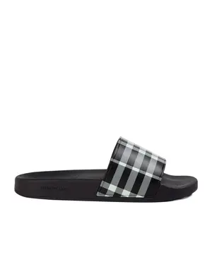Burberry Checked Sliders - Black