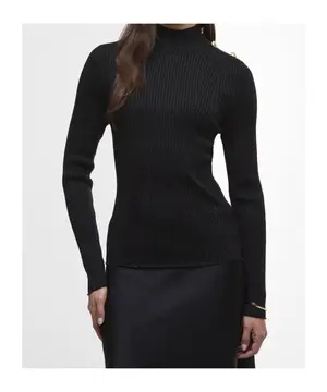 Barbour Stella Ribbed Turtleneck Jumper - Black