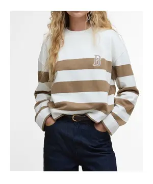 Barbour Striped Round Neck Sweatshirt - White