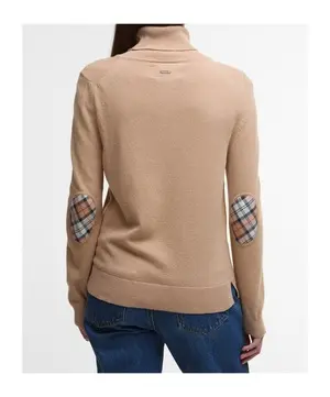 Barbour Pendle Roll Neck Jumper With Checked Elbow Patches