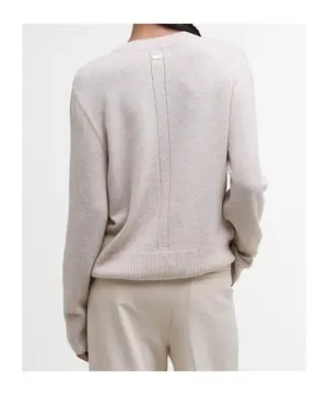 Barbour Eleanor Crew Neck Jumper With Branded Buttons - Oat