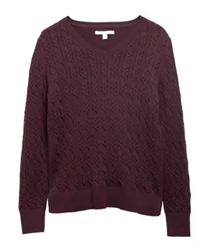 Barbour Hampton V-neck Knit - Black Cherry