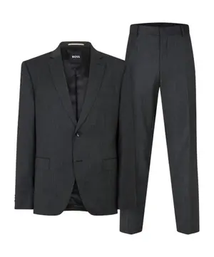 Hugo Boss Tailored Fit Canvas Interlining Suits - Black