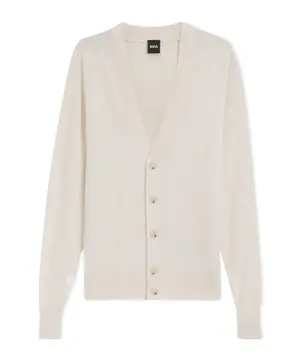 Hugo Boss Knitted V-neck Cardigan - White