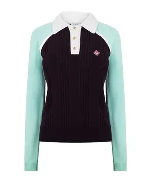 Casablanca Logo Patch Long Sleeve Polo Shirt