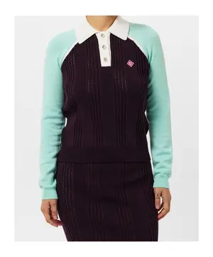 Casablanca Logo Patch Long Sleeve Polo Shirt