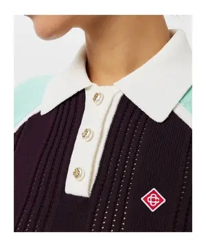 Casablanca Logo Patch Long Sleeve Polo Shirt