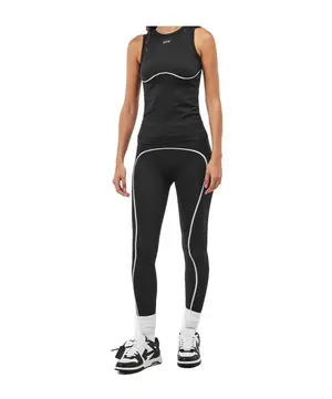 Off-White Ribbed Knit Sleeveless Tank Top With Printed Logo