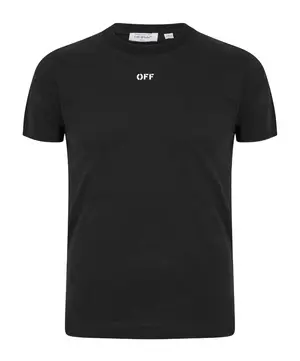Off-White Graphic Print Cotton Crew Neck T-shirt - Black