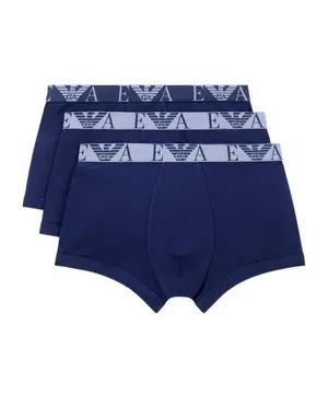 Emporio Armani 3-pack Logo Trunks - Blue