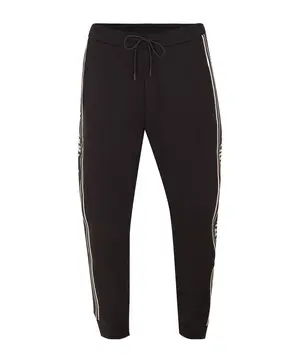Emporio Armani Solid Color Striped Comfortable Sports Pants - Black
