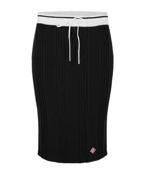 Casablanca Striped Rib Knit Miniskirt - Black