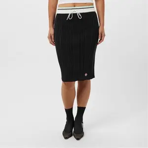 Casablanca Striped Rib Knit Miniskirt - Black