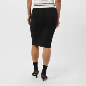 Casablanca Striped Rib Knit Miniskirt - Black
