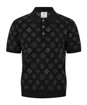 Casablanca Logo Embroidered Polo Shirt - Black