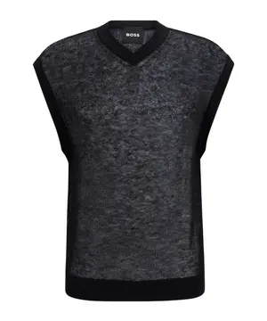 Hugo Boss V-neck Knit Vest - Black