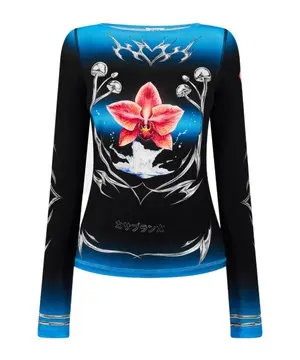 Casablanca Printed Long Sleeve T-shirt With Graphic Motif
