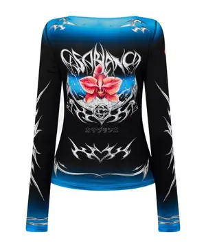 Casablanca Printed Long Sleeve T-shirt With Graphic Motif