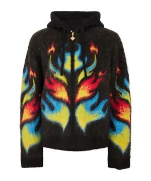 Casablanca Hooded Zippered Sweater - Black