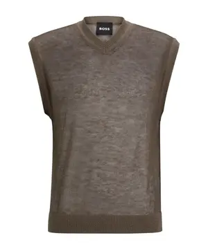 Hugo Boss V-neck Knit Vest - Brown