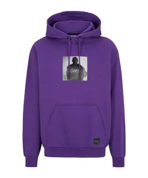 Hugo Boss Hooded Fleece Sweatshirt - Purple